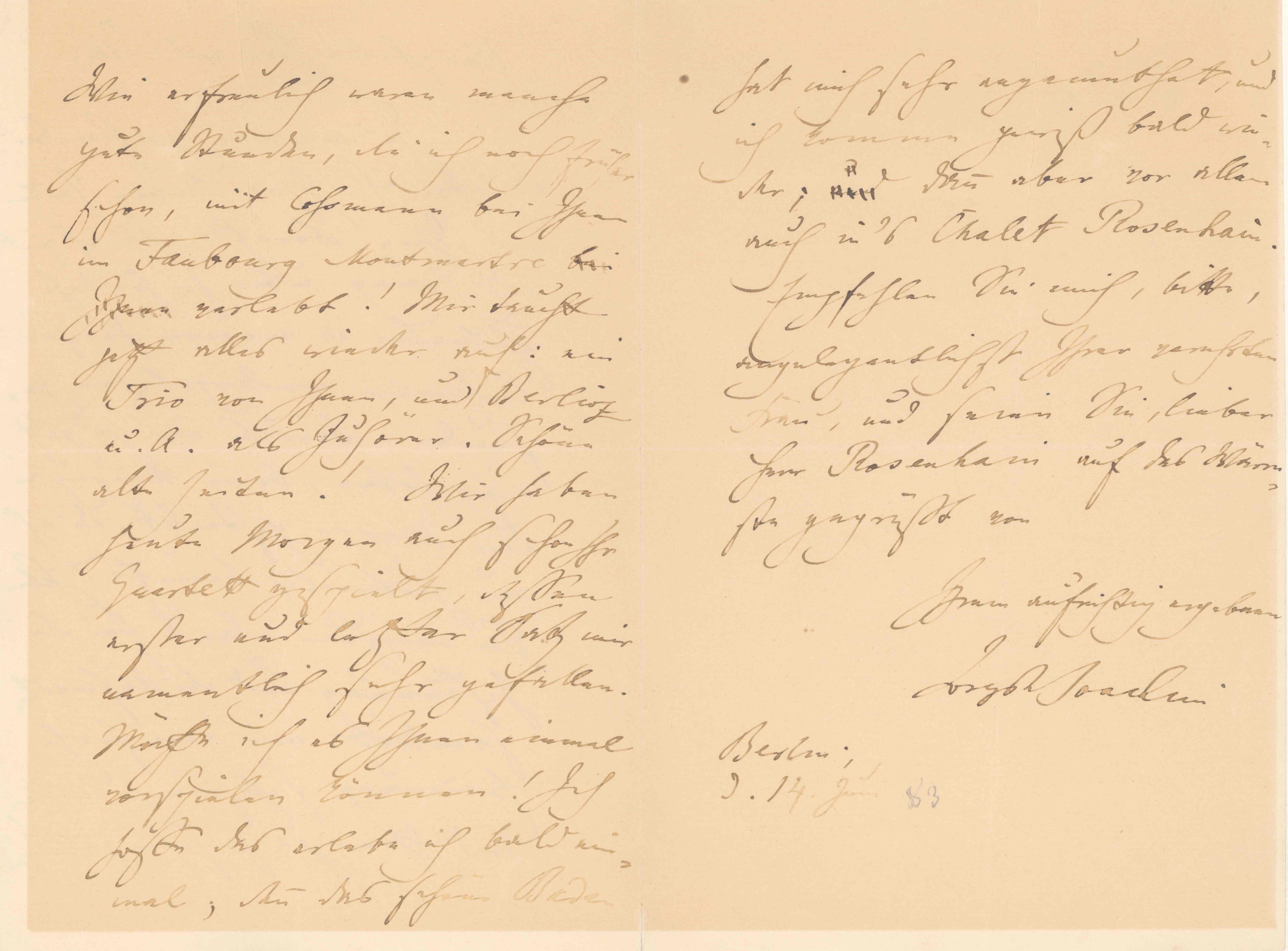 Joachim, Joseph - Autograph Letter Signed