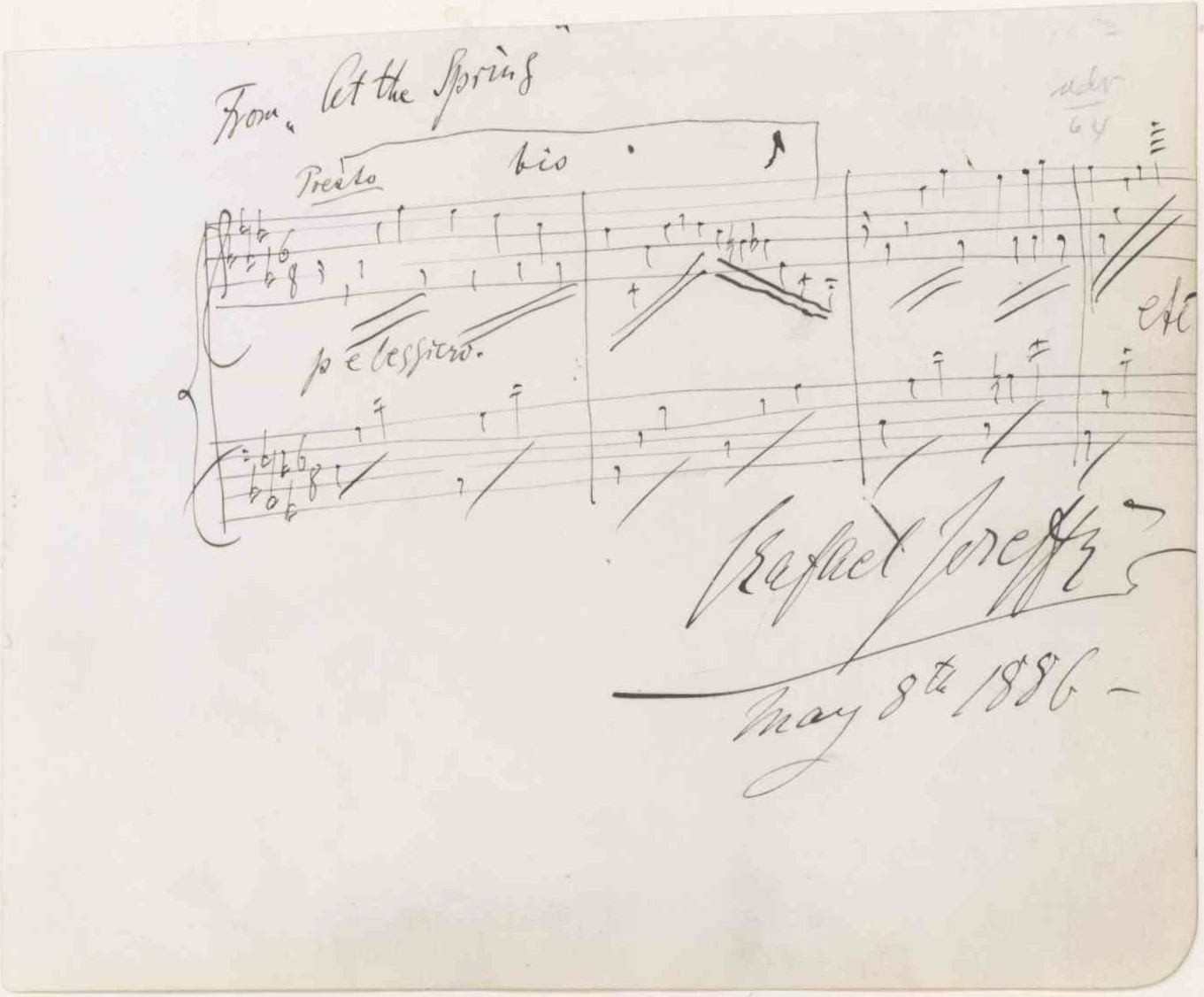 Joseffy, Rafael - Autograph Musical Quotation Signed