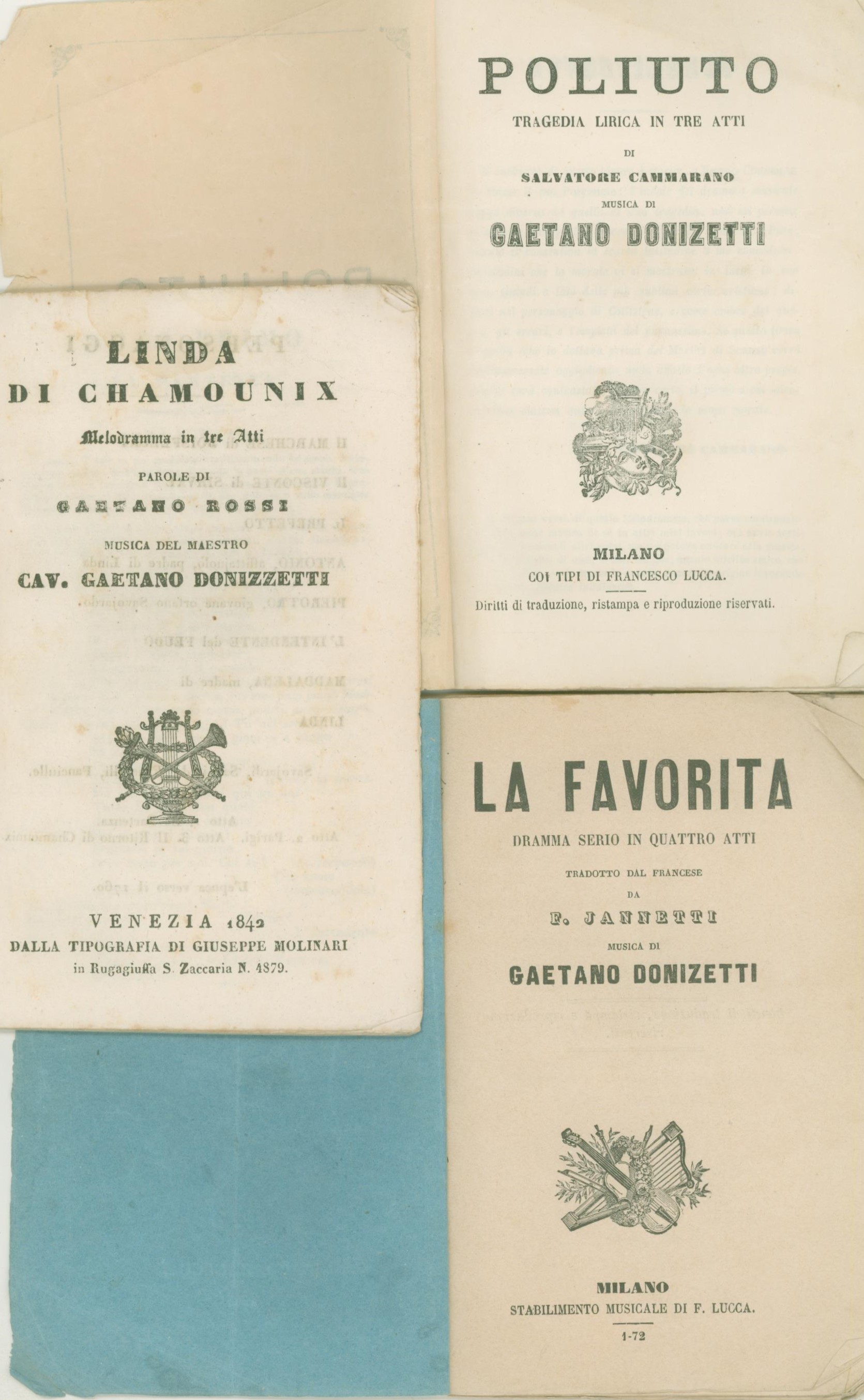 Donizetti, Gaetano - Three Early Librettos: La Favorita, Linda di