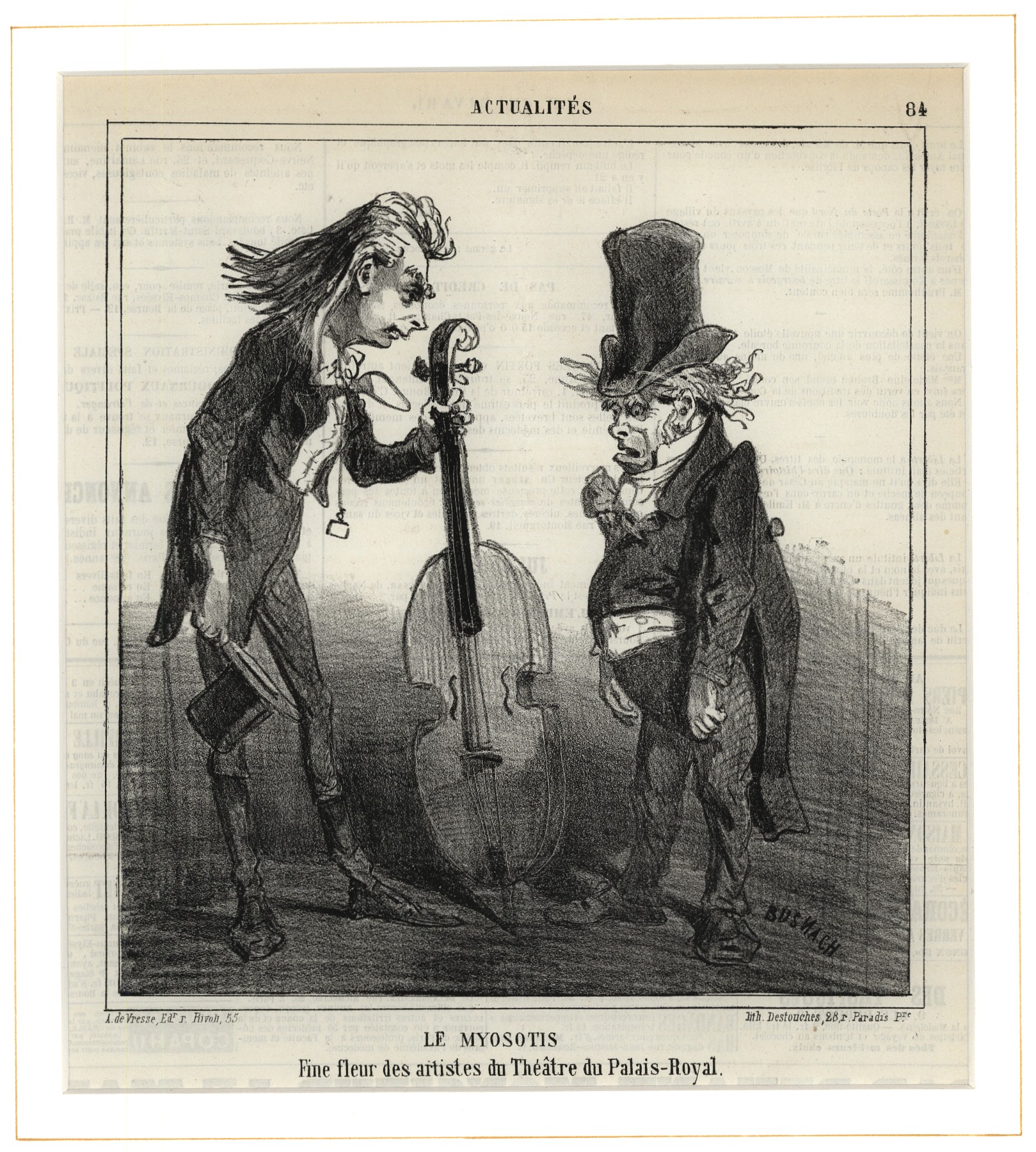 CELLO - FRENCH CARICATURE - Le Myosotis; Fine fleur des artistes du