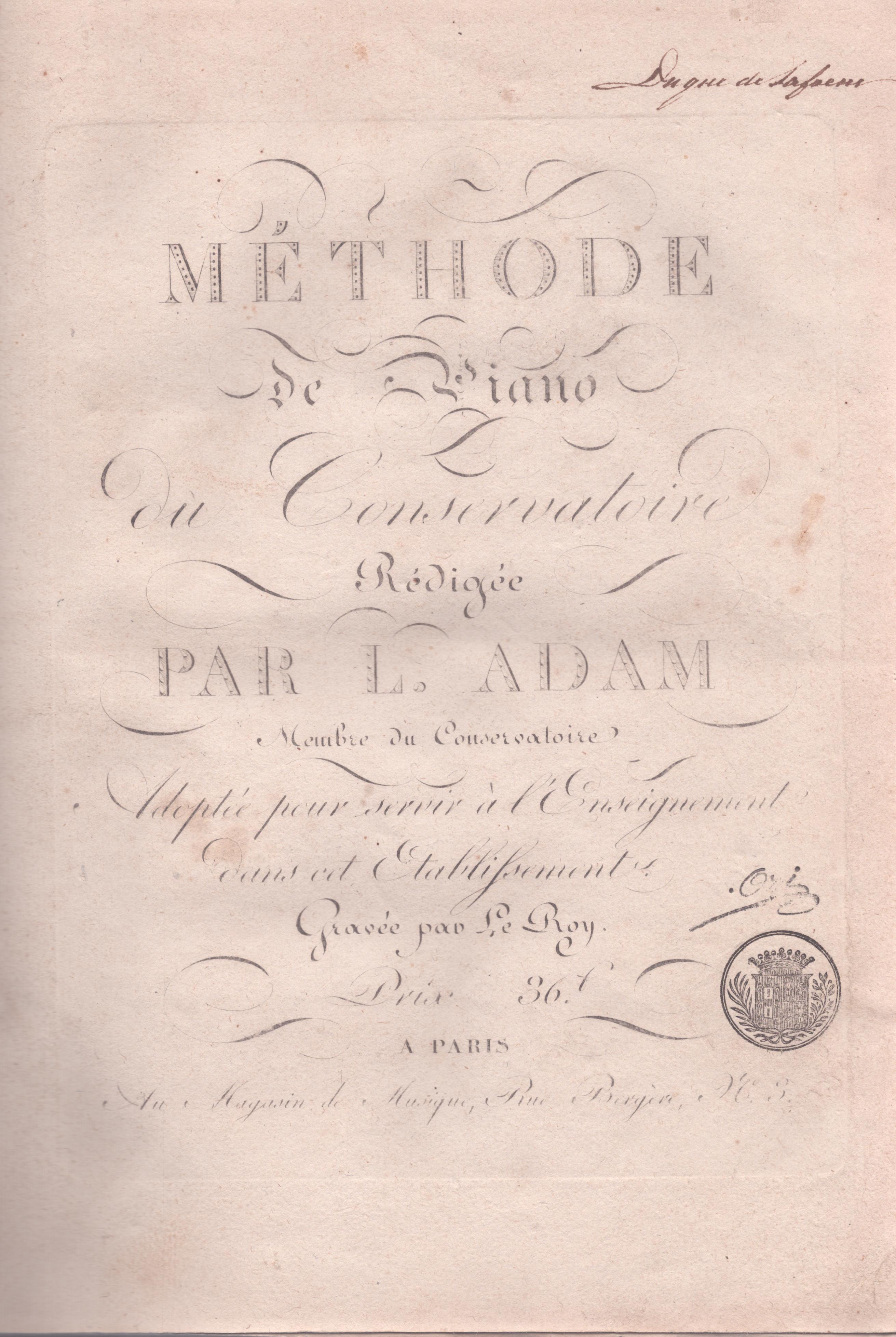 Adam, Louis - Méthode de piano du Conservatoire.