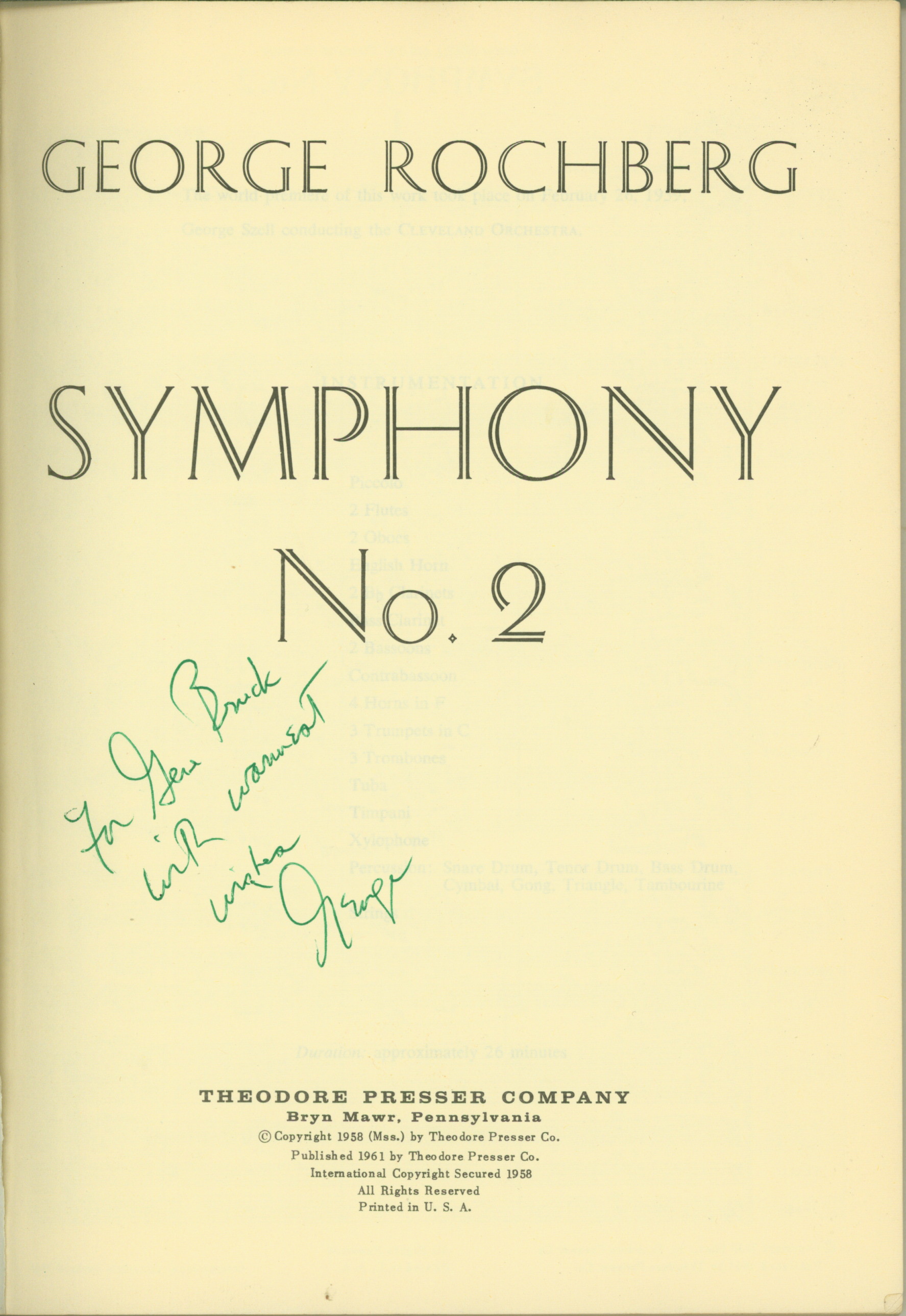 Rochberg, George - Symphony No. 2